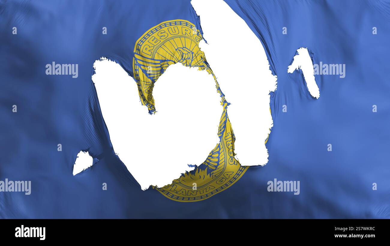 Ragged Atlanta city, capital of Georgia state flag, white background ...