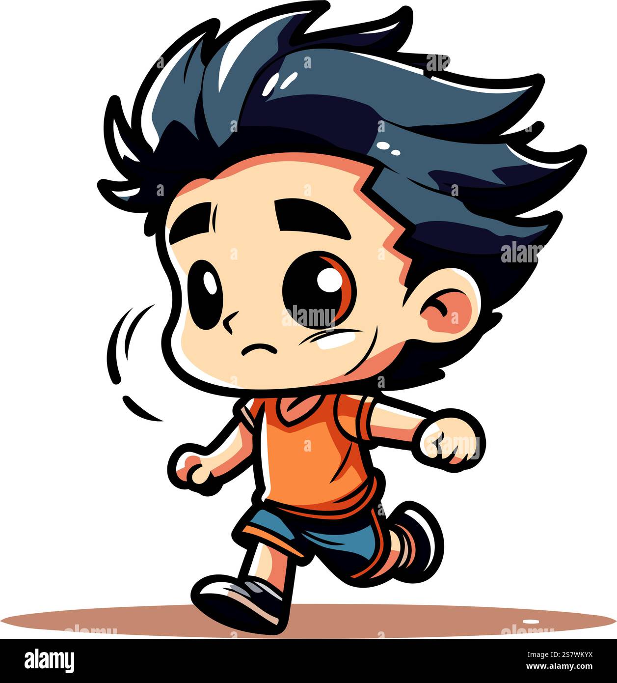 Vector illustration of a boy running. Cartoon style isolated on white ...