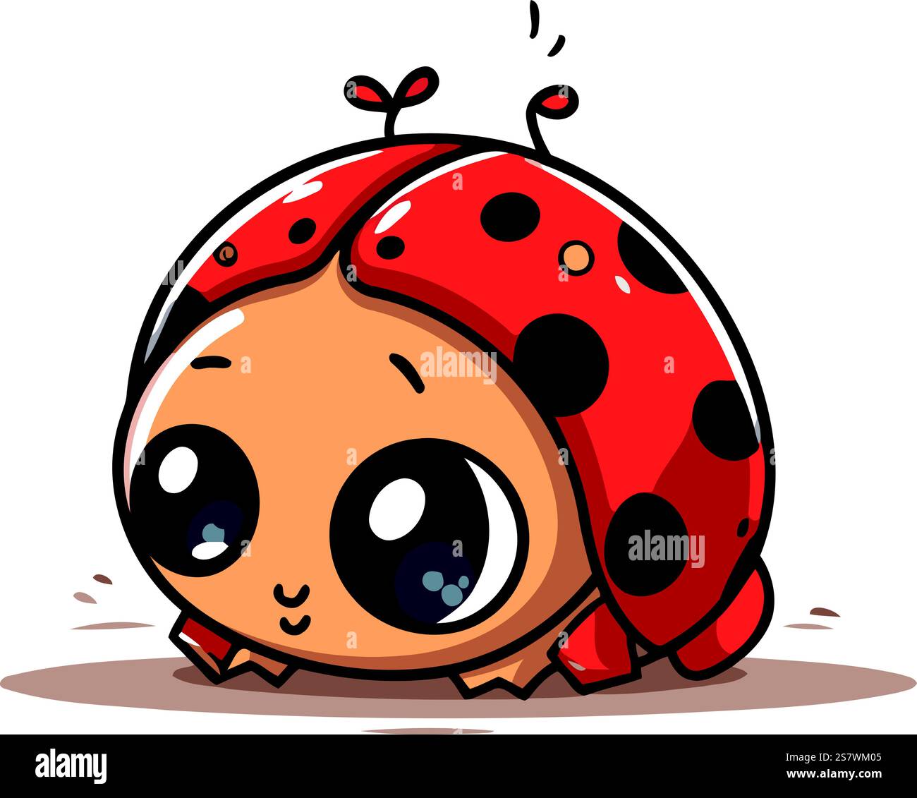 Cute cartoon ladybug isolated on white background. Vector illustration ...