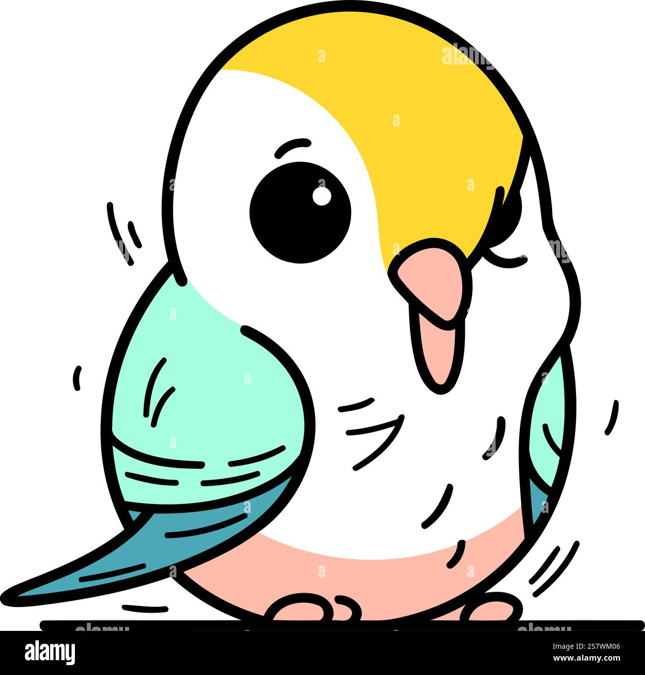 Cute cartoon parakeet isolated on white background. Vector illustration ...