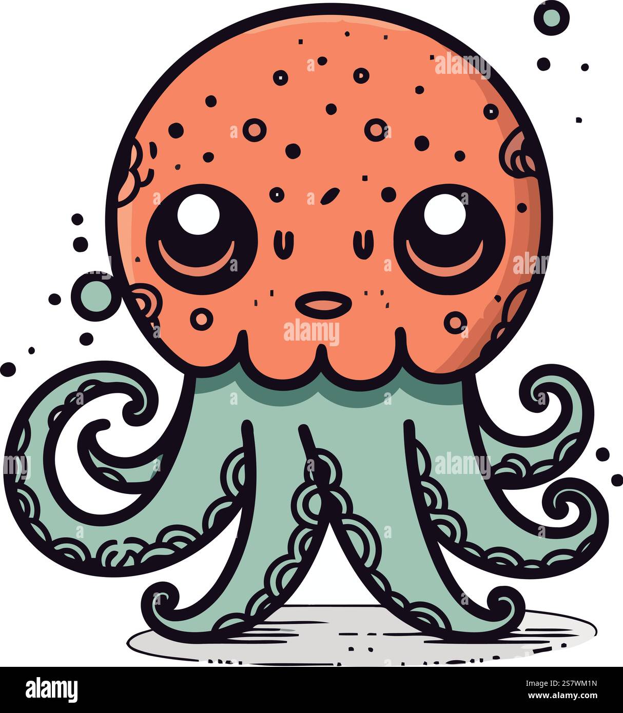 Cute kawaii octopus. Vector illustration isolated on white background ...
