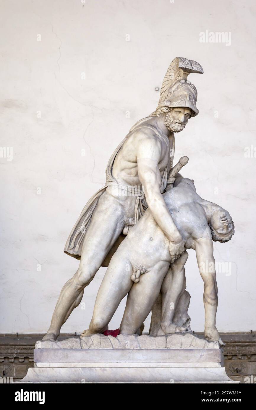 The Roman sculpture of Menelaus supporting the body of Patroclus Stock ...
