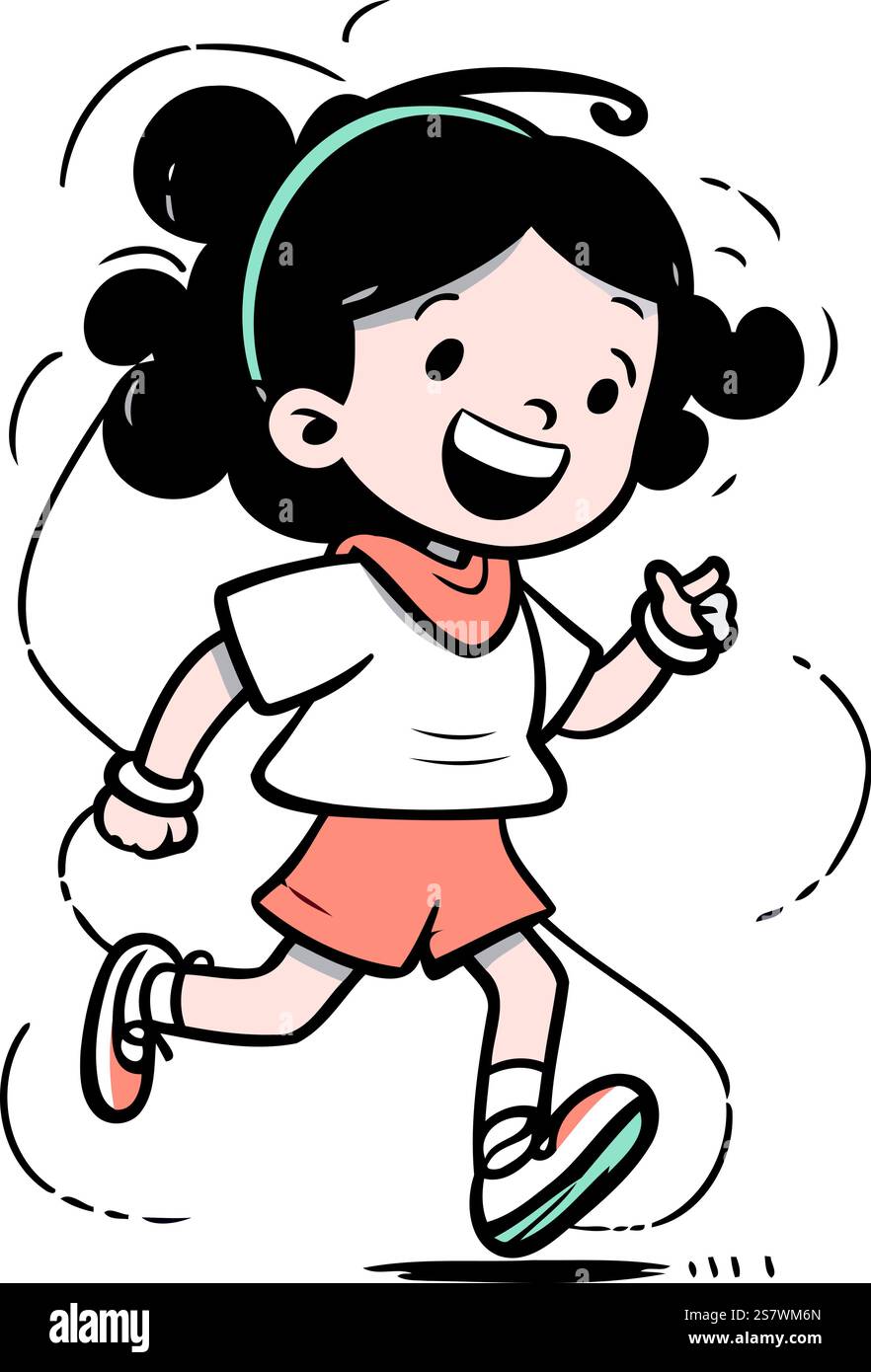 Illustration of a cartoon girl running in a hurry. Vector Stock Vector ...