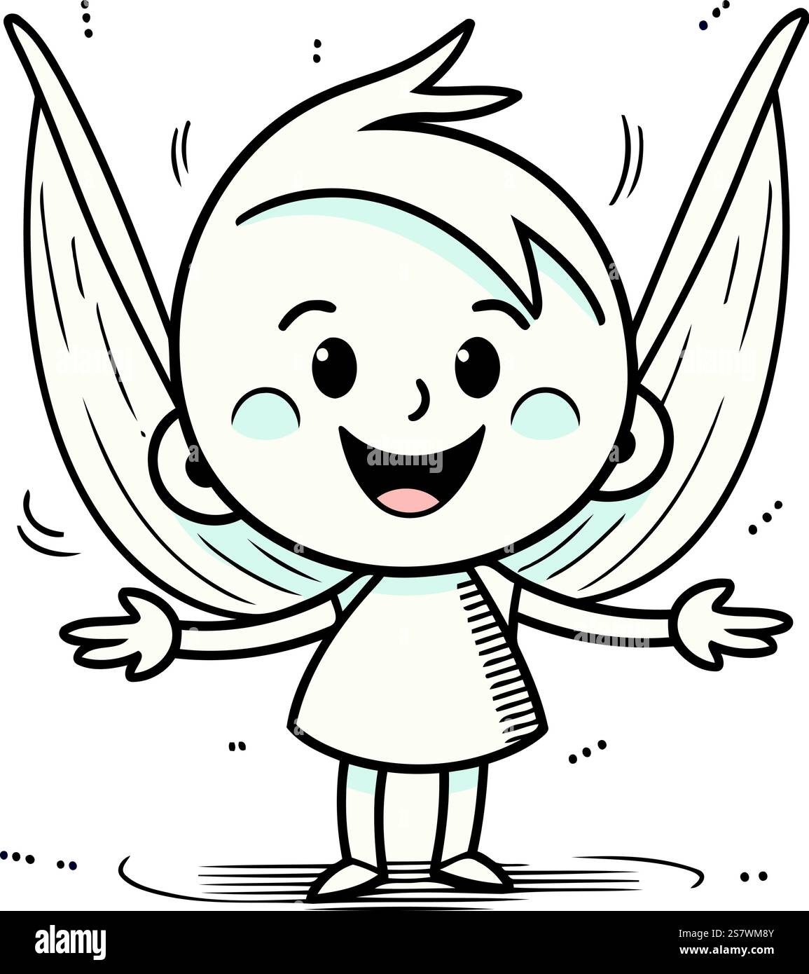 Cute Cartoon Angel Character. Vector Illustration Isolated On White ...