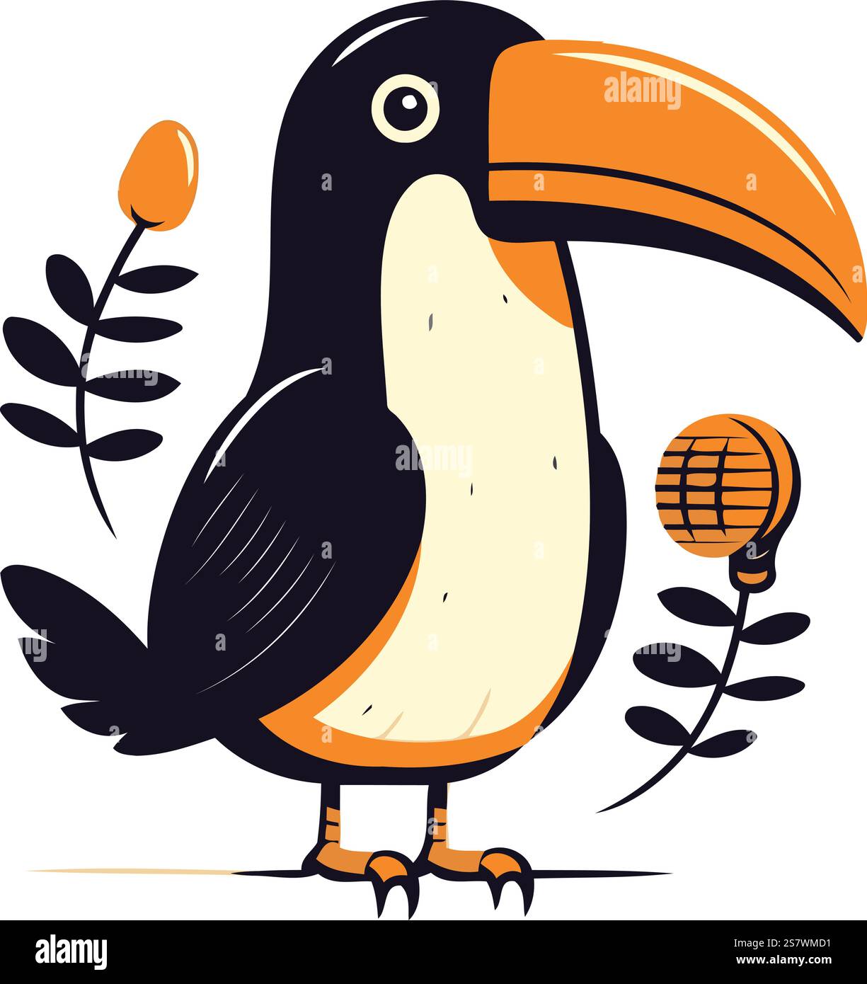 Toucan with a flower in its beak. Vector illustration Stock Vector ...