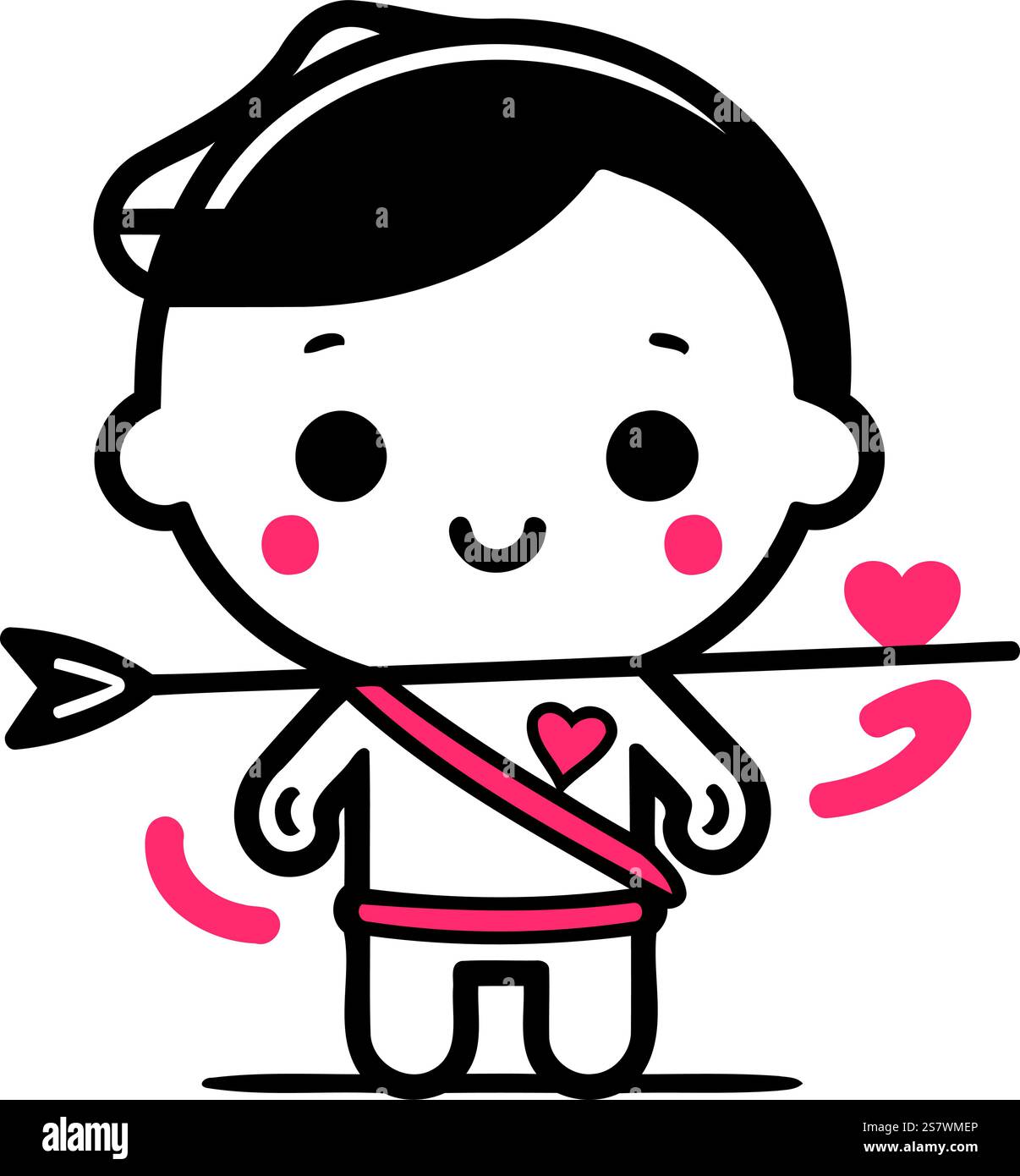 Cute cartoon little boy with bow and arrow. Vector illustration Stock ...