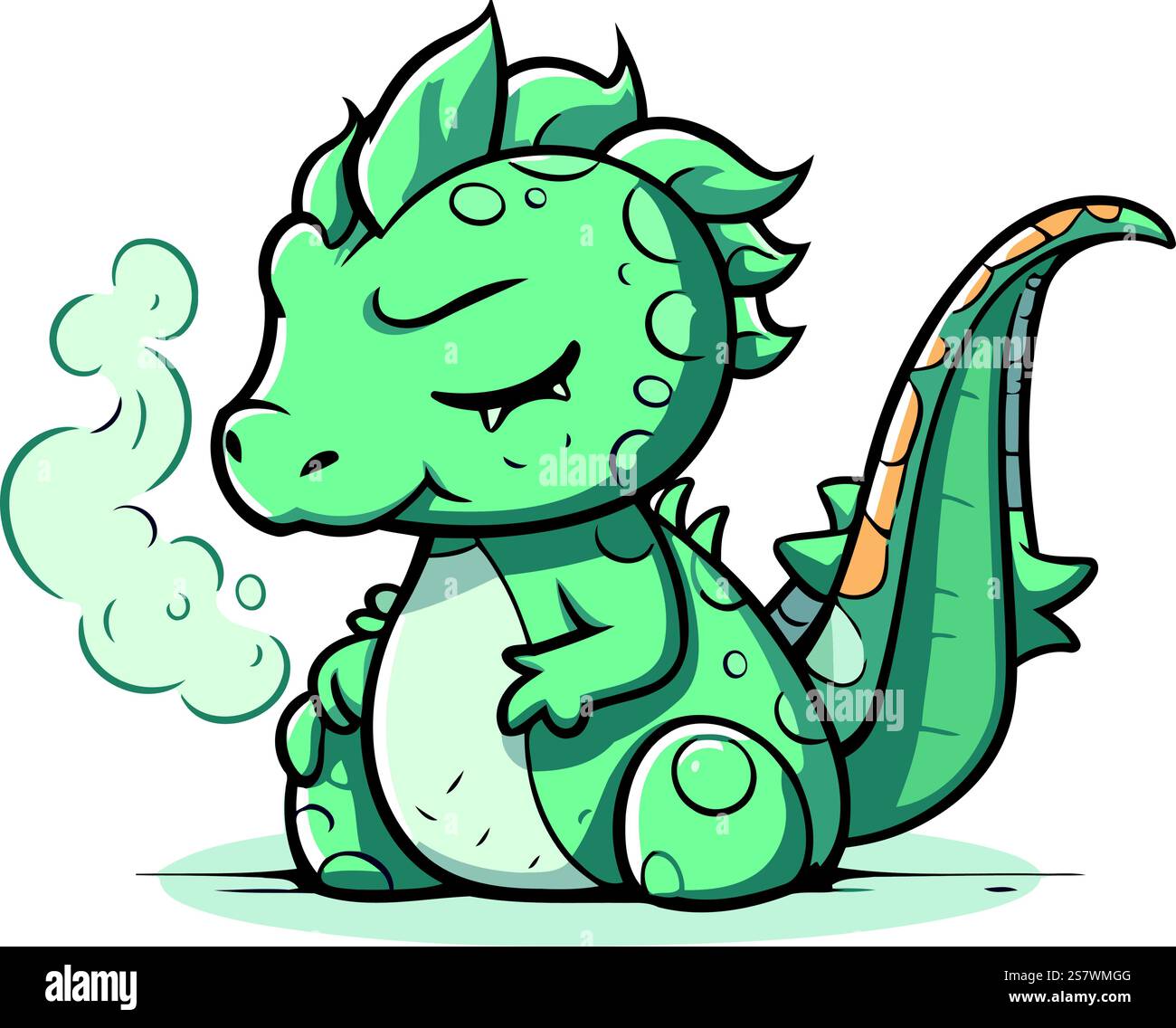 Cute cartoon dragon. Vector illustration of a funny green dragon Stock ...