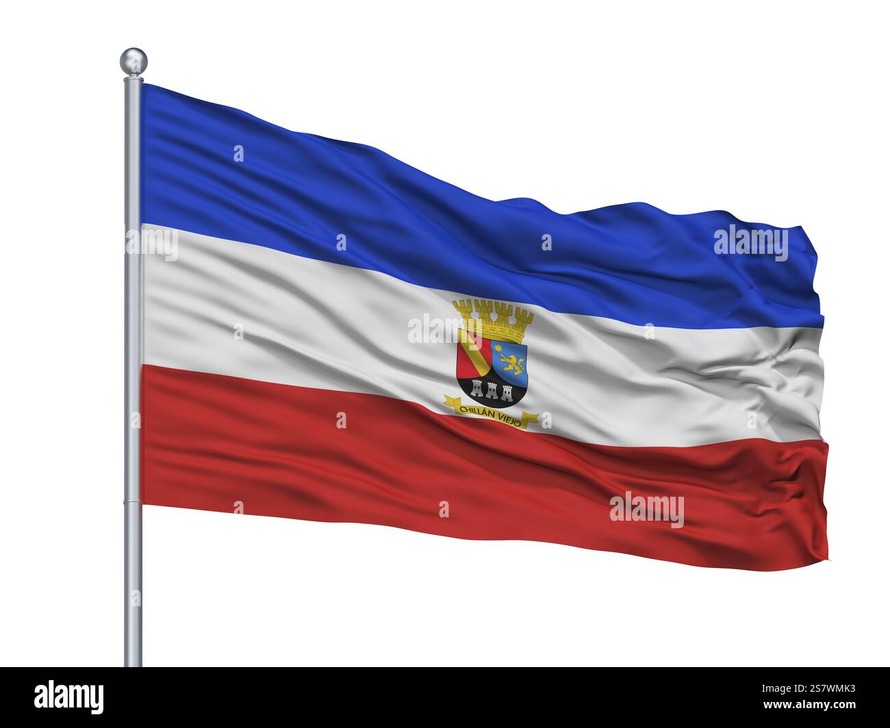 Chillan Viejo City Flag On Flagpole, Country Chile, Isolated On White ...