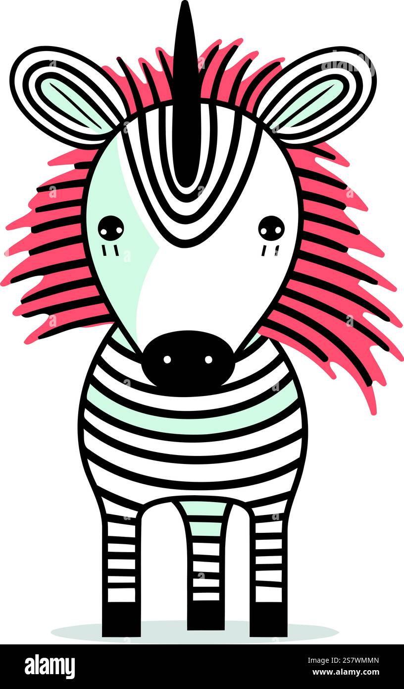 Zebra doodle. Cute cartoon zebra. Vector illustration Stock Vector ...