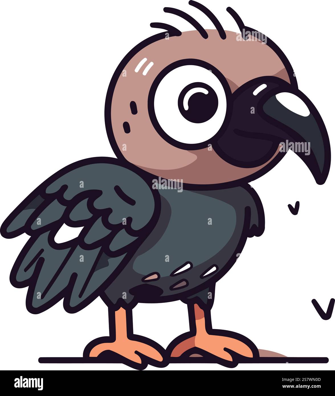 Cute cartoon crow. Vector illustration isolated on a white background ...