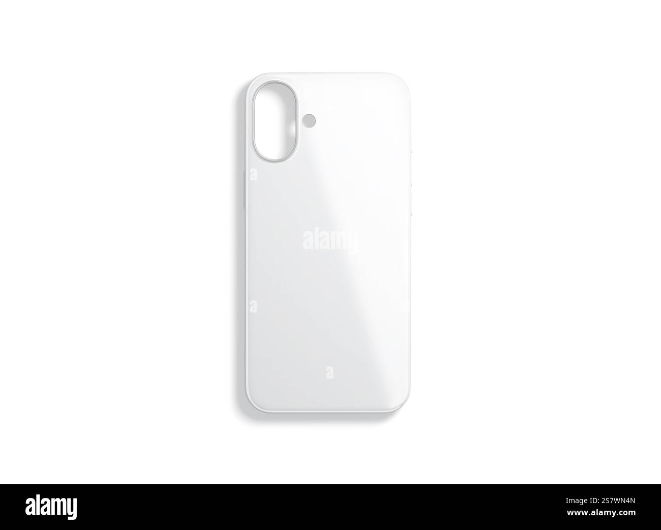 Blank white glossy phone case mockup, top view, 3d rendering. Empty ...