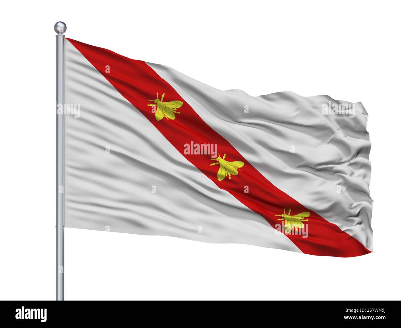 Bandiera Elba Flag On Flagpole, Isolated On White Background Stock ...