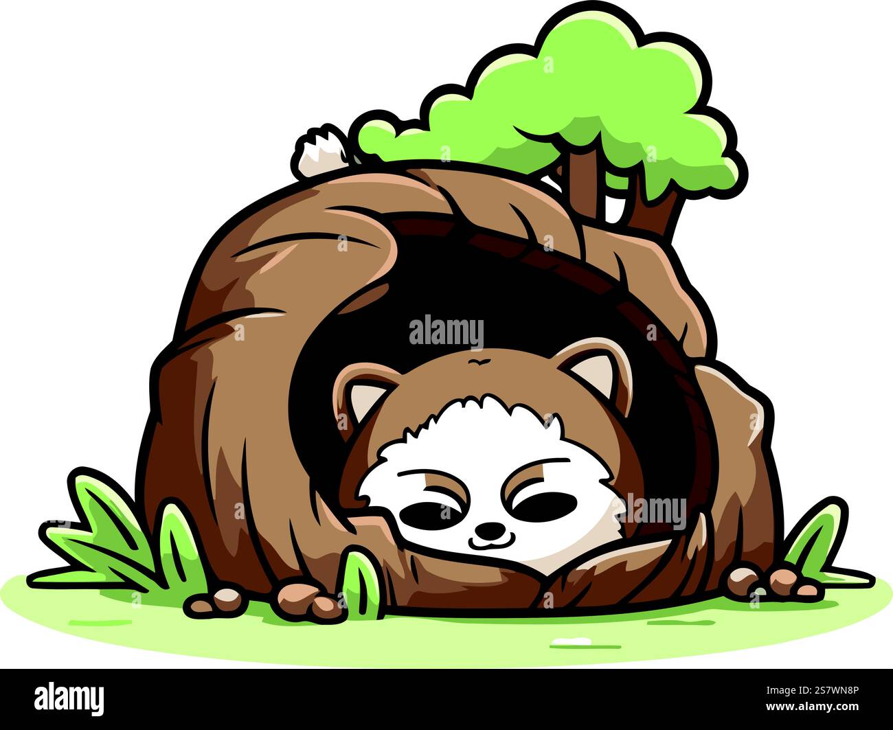 Cute panda sleeping in a dog house. Vector illustration Stock Vector ...