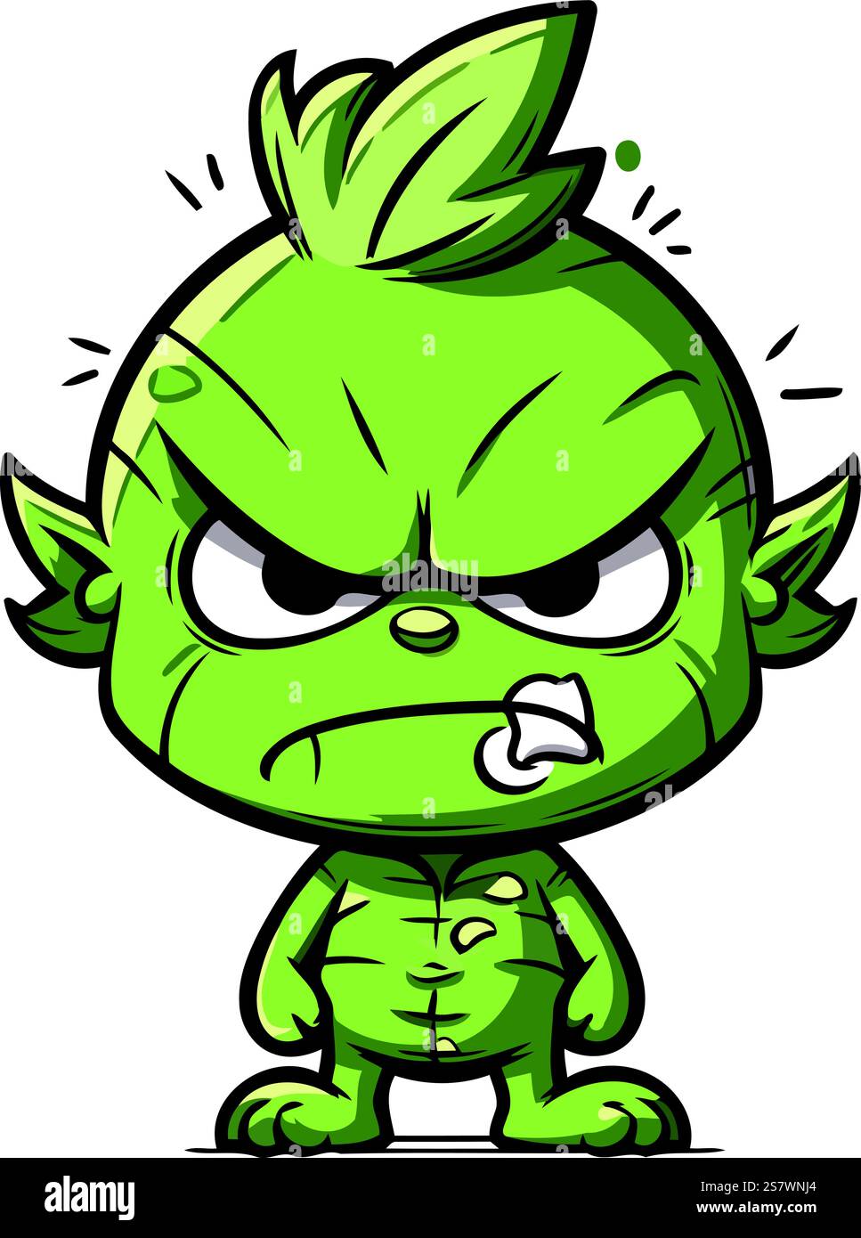 Angry Green Monster Cartoon Mascot Character. Vector Illustration Stock ...