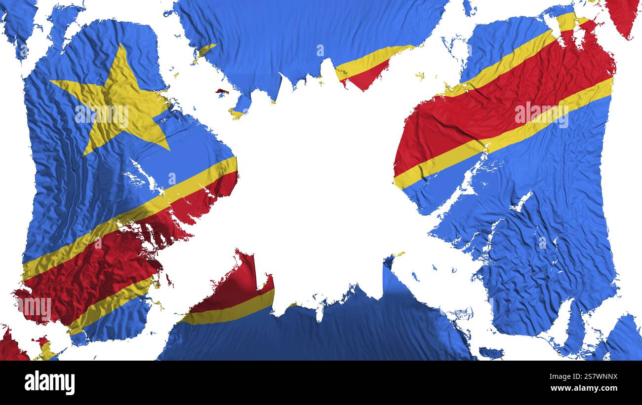 Democratic Republic of Congo Kinshasa torn flag fluttering in the wind ...