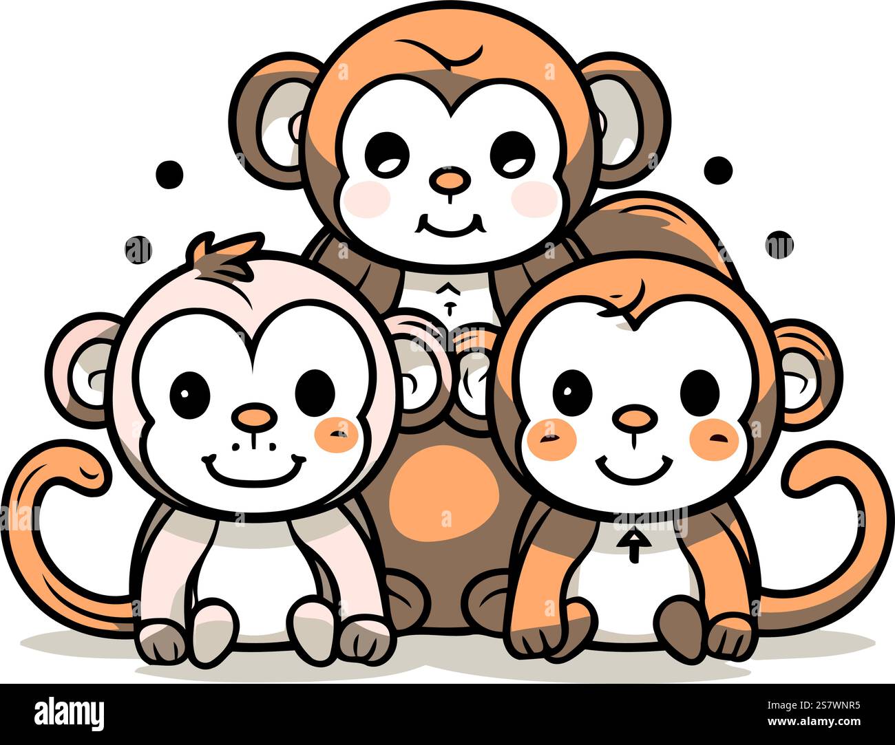 Monkey family cartoon vector illustration. Cute monkey family vector ...