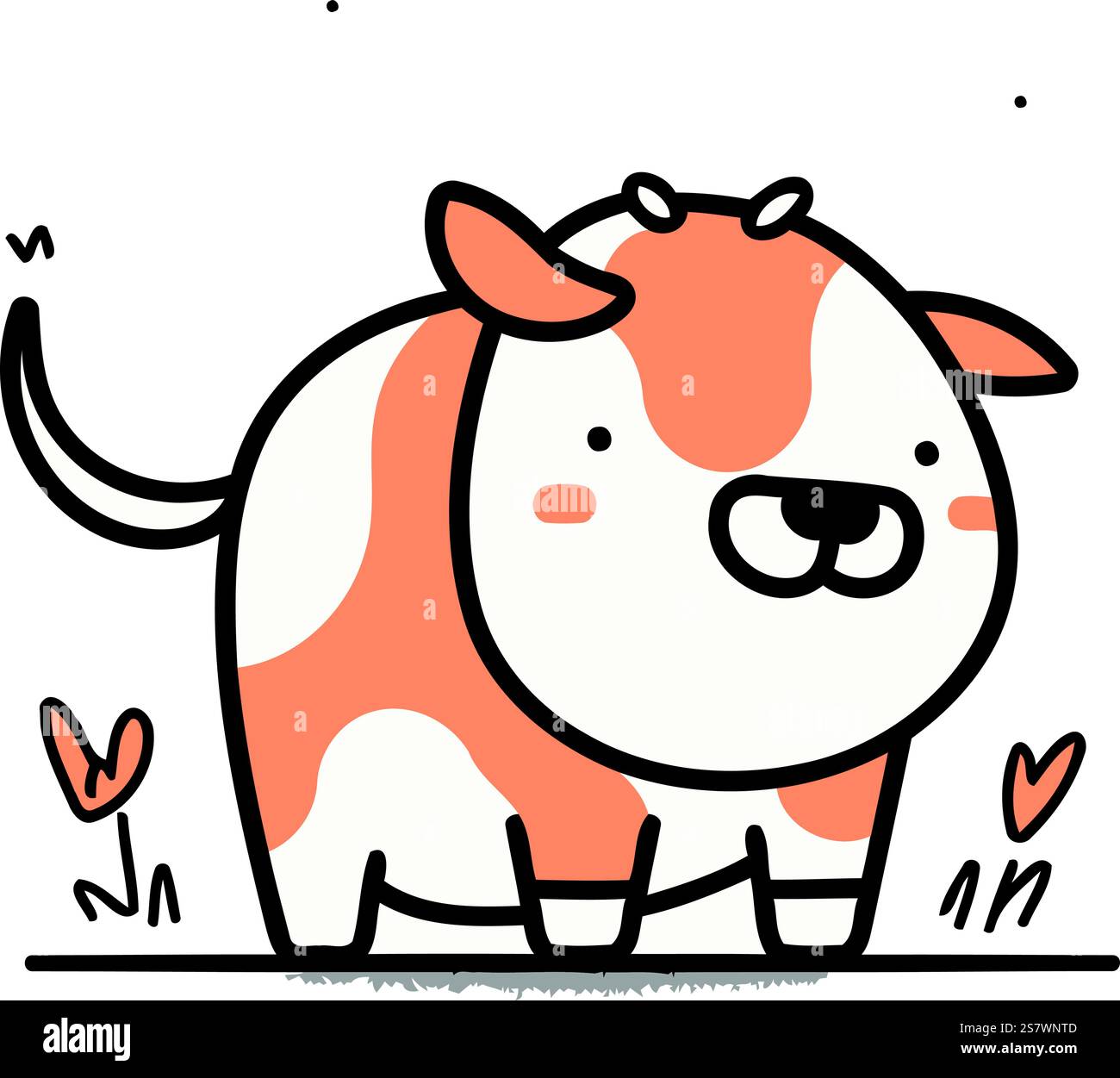 Cute cartoon cow. Vector illustration in doodle style Stock Vector ...