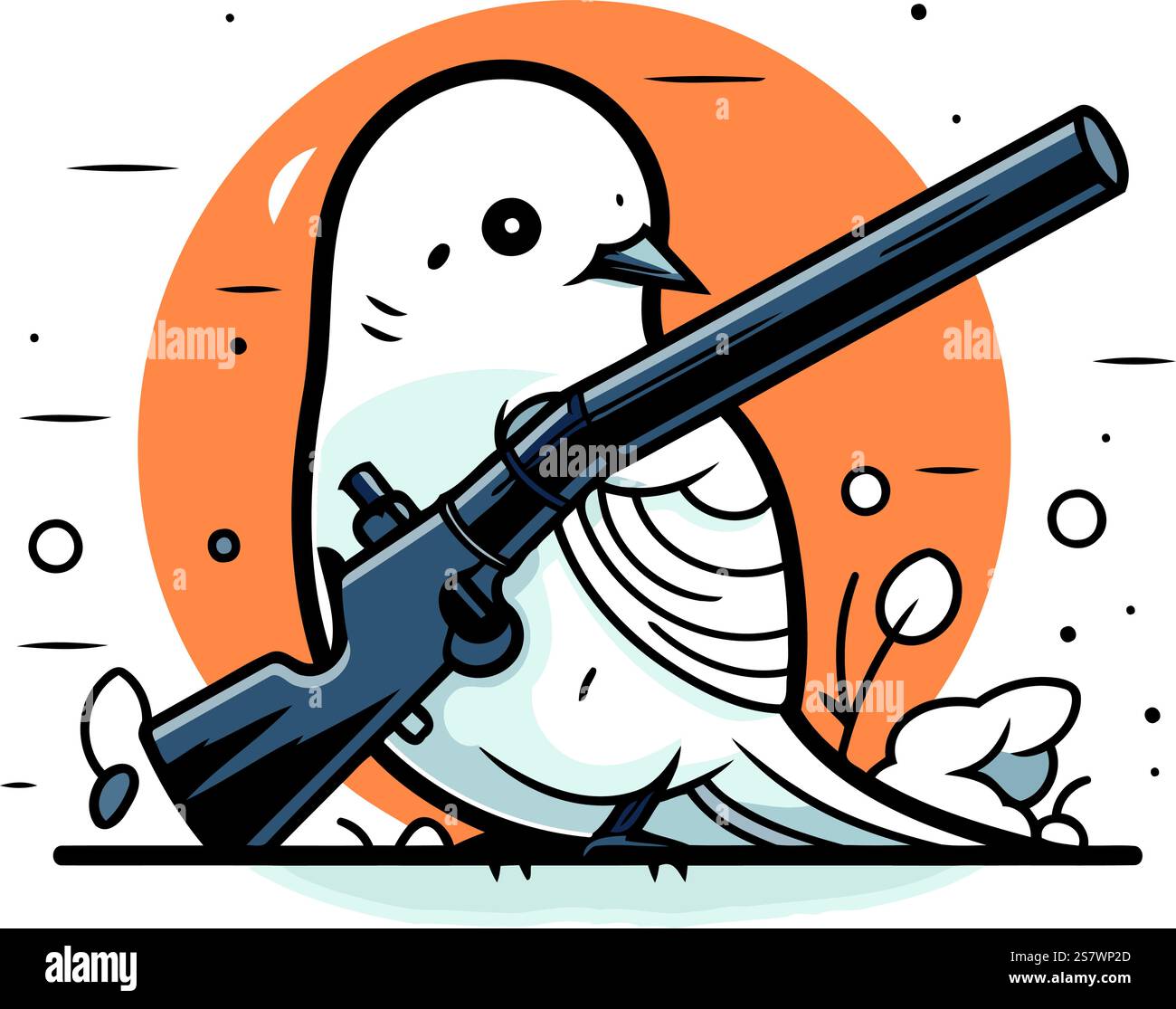 Pigeon with a gun. Vector illustration in cartoon style Stock Vector ...