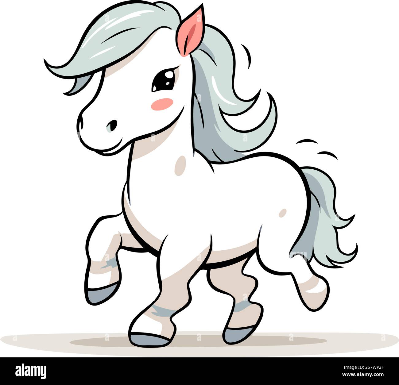 Cute cartoon pony. Vector illustration isolated on a white background ...