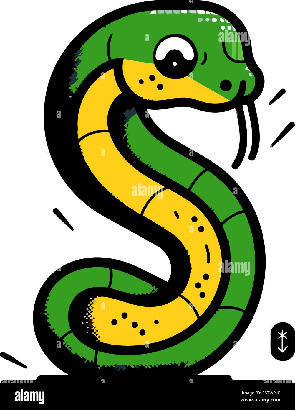 Cute snake. Vector illustration. Flat style. Isolated on white ...