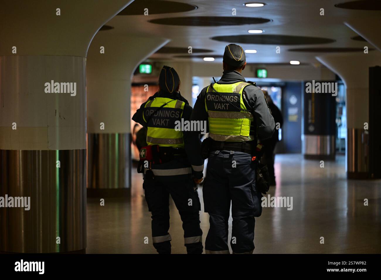 Stockholm, Uppland, Sweden. January 2 2025. Security guards in the ...