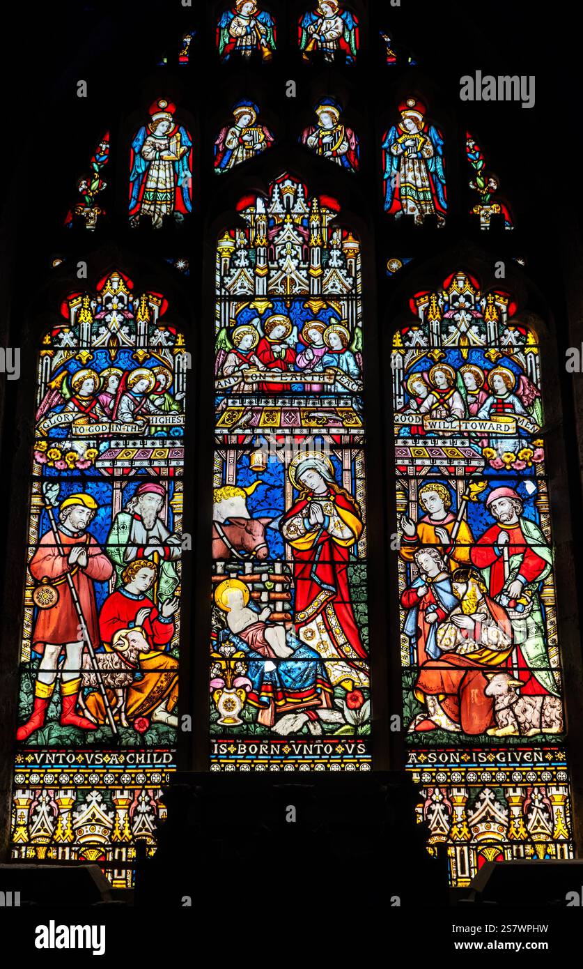 A Nativity stained-glass window in St.Mary's Church, Castlegate, York ...