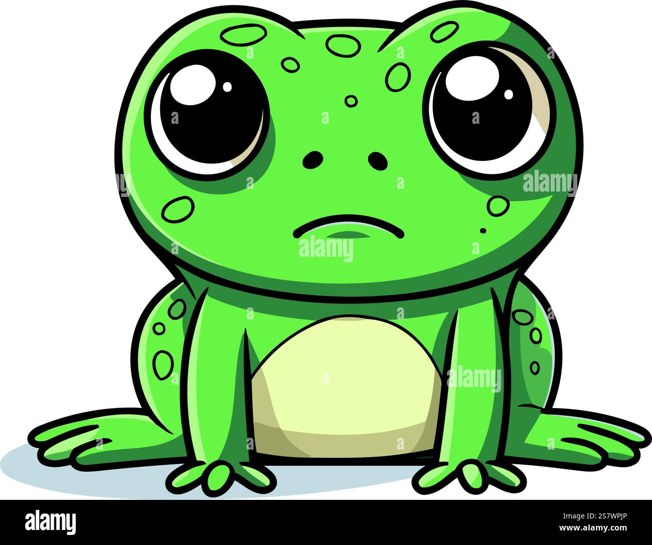 Frog with sad face isolated on white background. Vector illustration ...