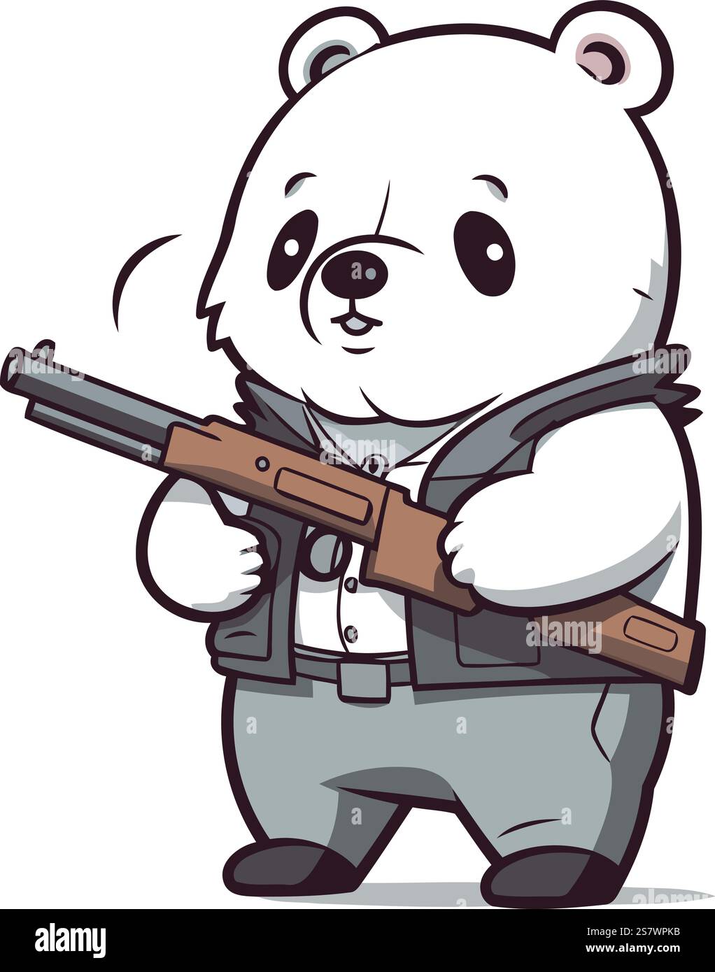 Polar Bear with Gun Cartoon Mascot Character Vector Illustration Stock ...