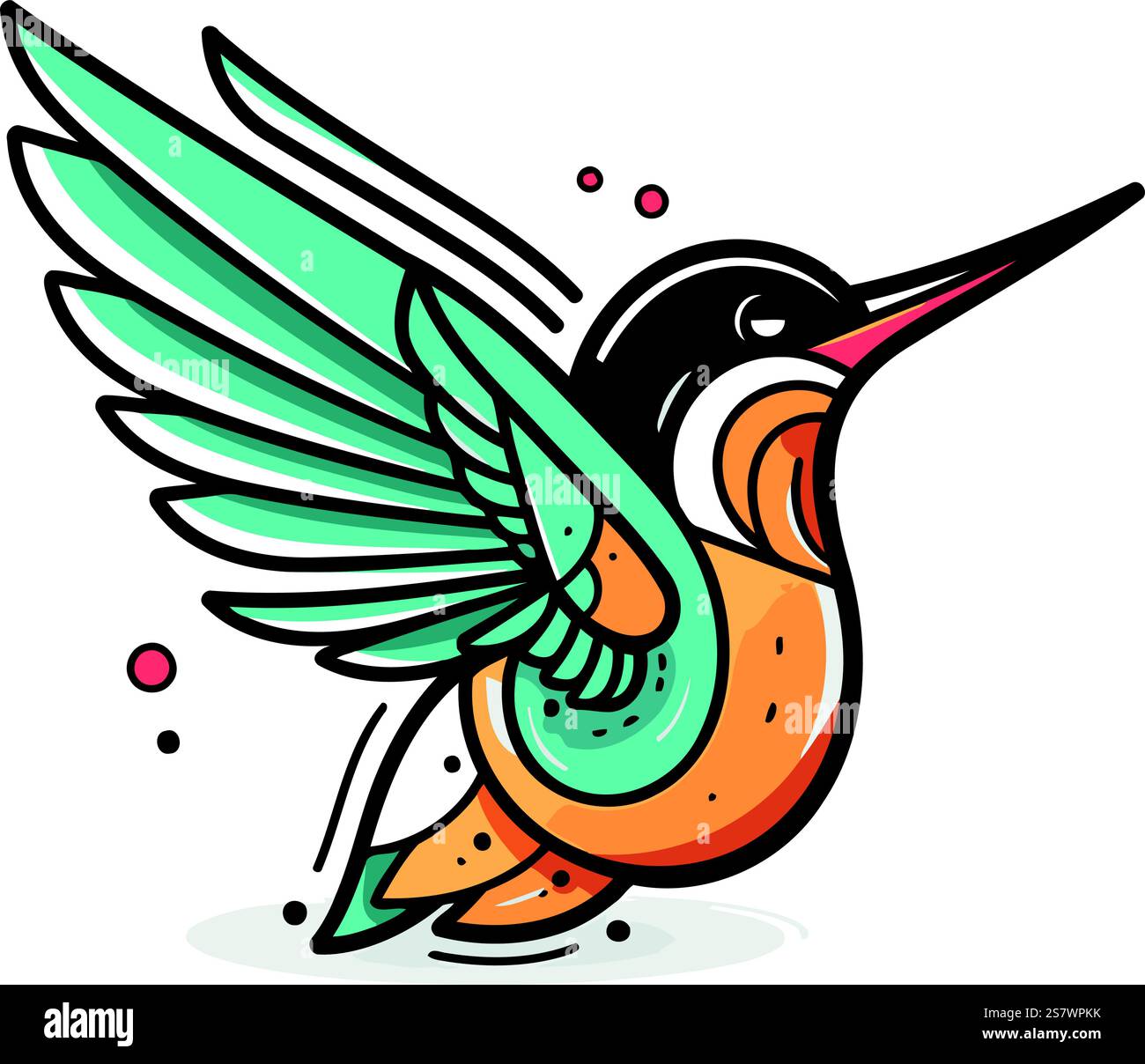 Flying kingfisher icon. Colorful vector illustration in cartoon style ...