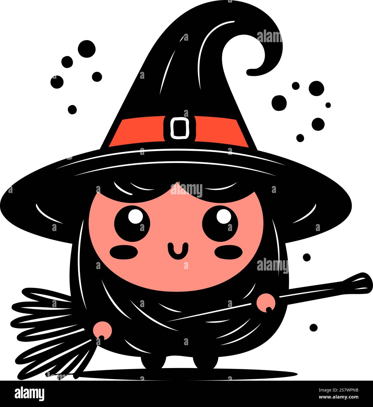 Cute cartoon witch. Vector illustration. Isolated on white background ...