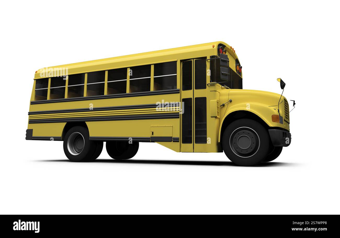 Isolated school bus on white background Stock Photo - Alamy