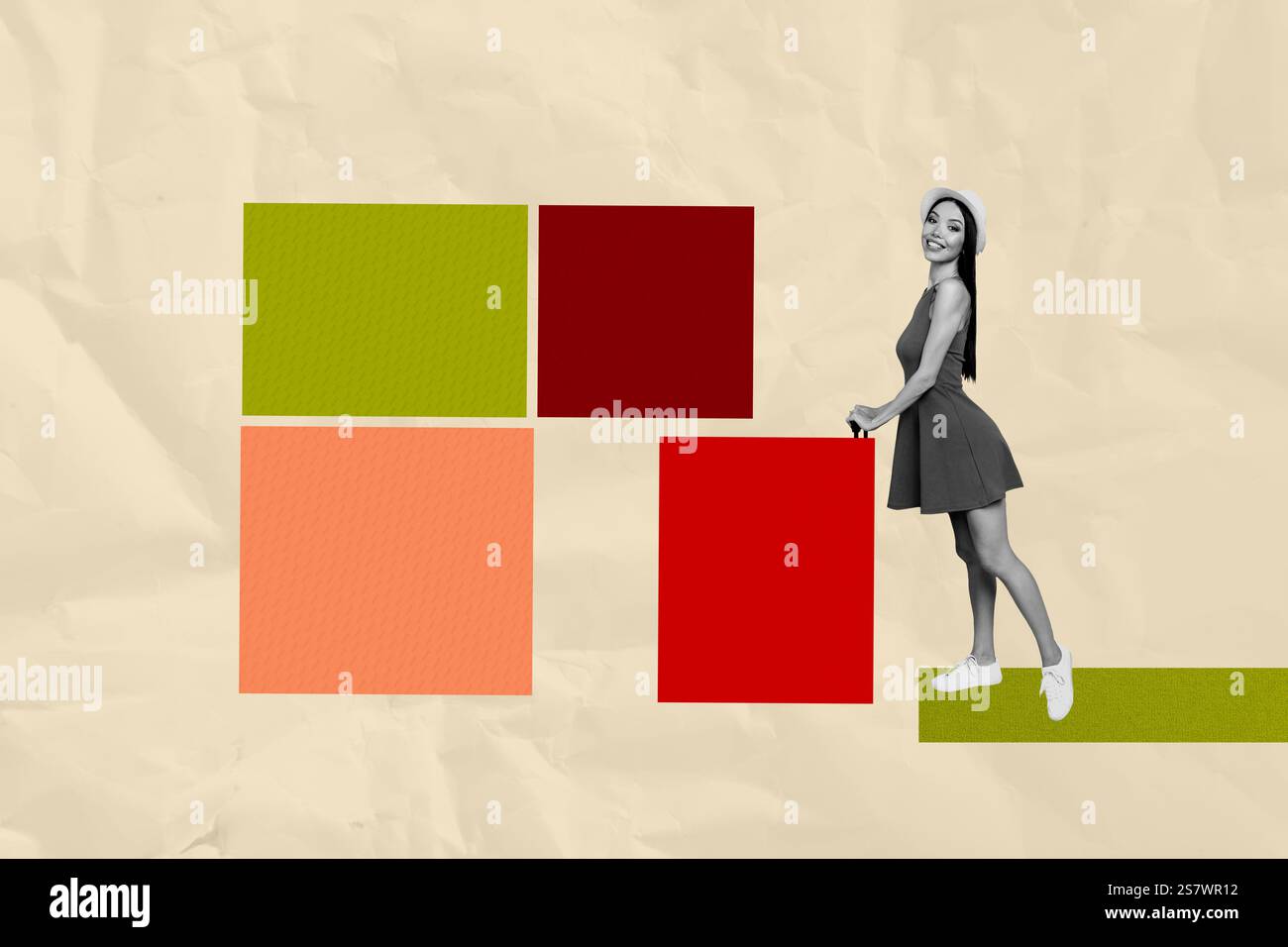 3D photo collage trend sketch template artwork of young lady style ...