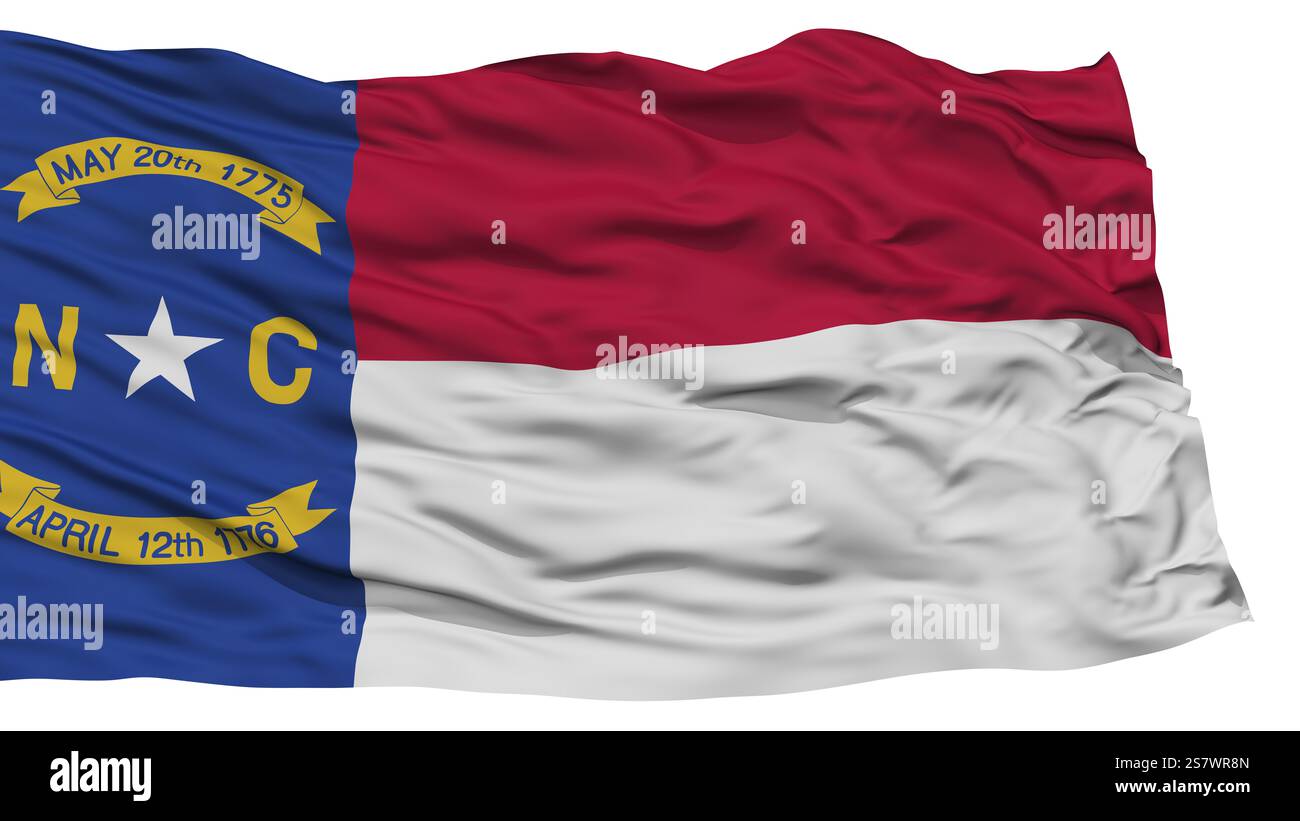 Isolated North Carolina Flag, USA state, Waving on White Background ...