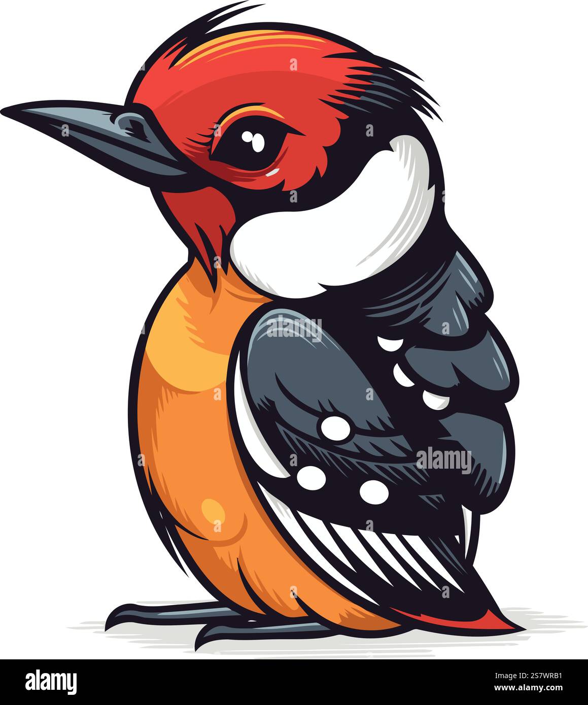 Vector illustration of a cute cartoon woodpecker isolated on white ...