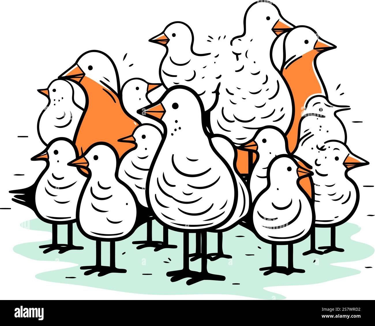 Illustration of a group of ducks and geese. Vector illustration Stock ...
