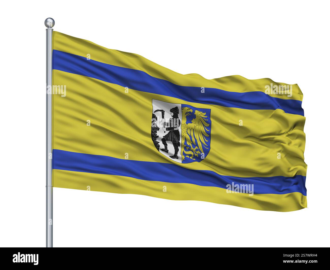 Quezon City Flag On Flagpole, Country Philippines, Isolated On White ...