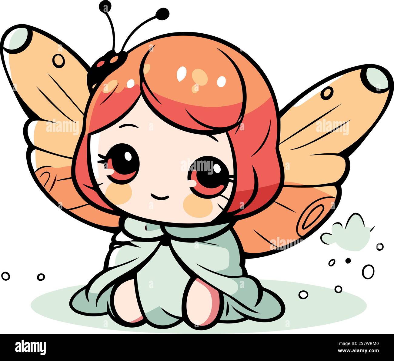 Cute cartoon butterfly girl. Vector illustration isolated on white ...