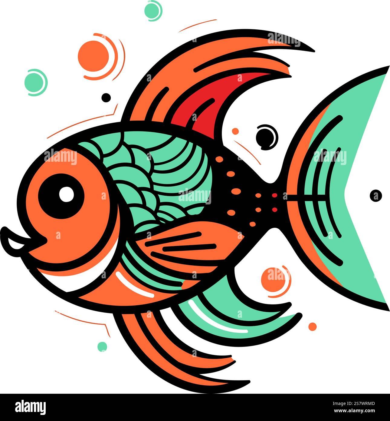 Cute cartoon fish. Vector illustration in doodle style Stock Vector ...