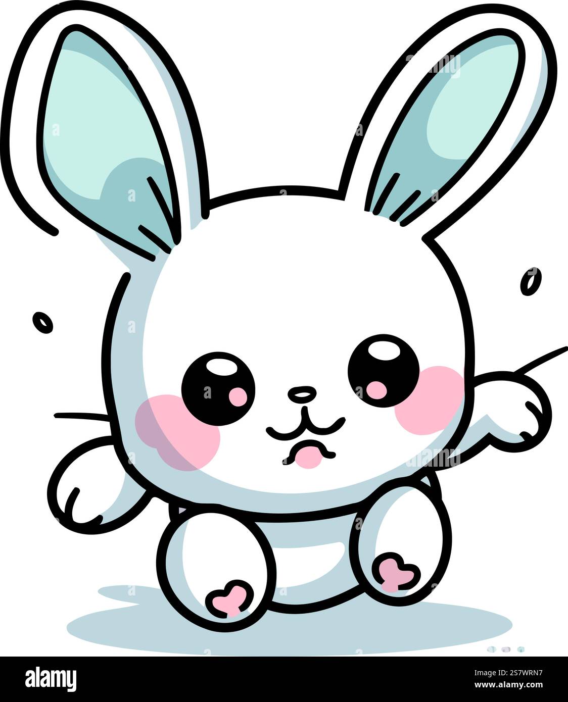 Cute little white rabbit. Vector illustration. Isolated on white ...