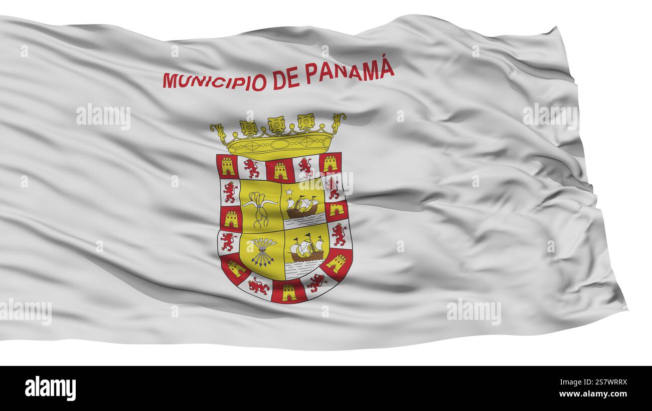 Isolated Panama City Flag, Capital City of Panama, Waving on White ...