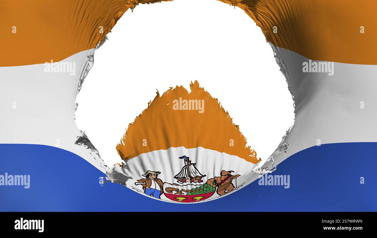 Big hole in Albany city, capital of New York state flag, white ...