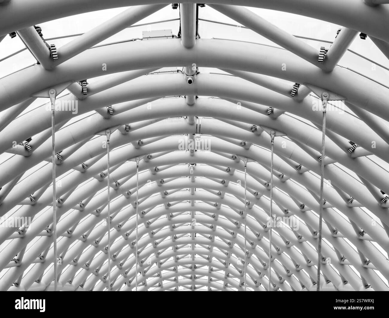 Abstract curved construction on the arch ceiling of bridge of peace ...