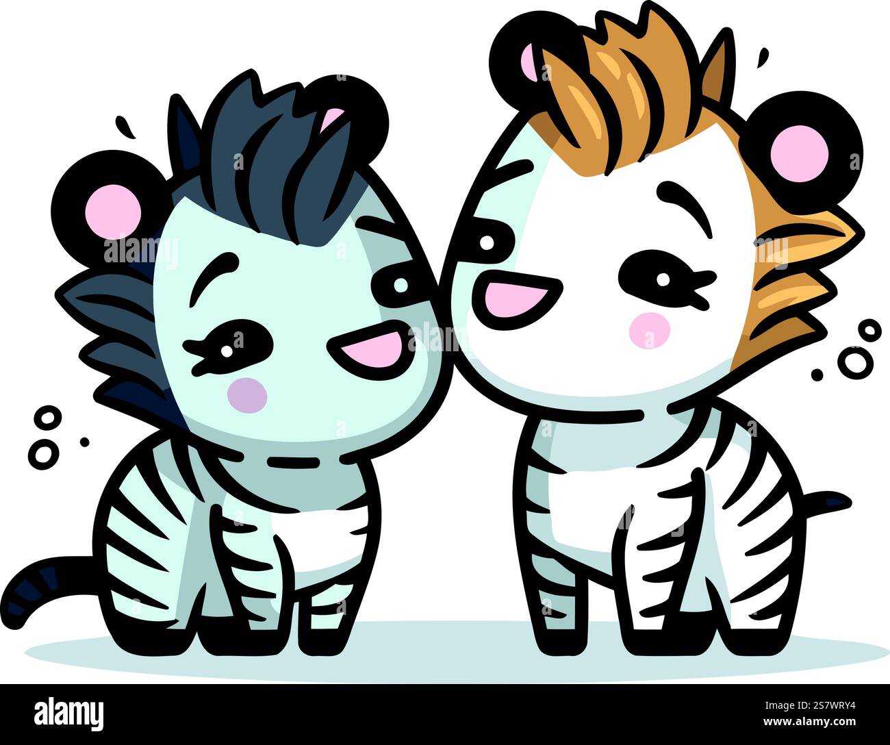 Cute cartoon zebra couple. Vector illustration isolated on white ...