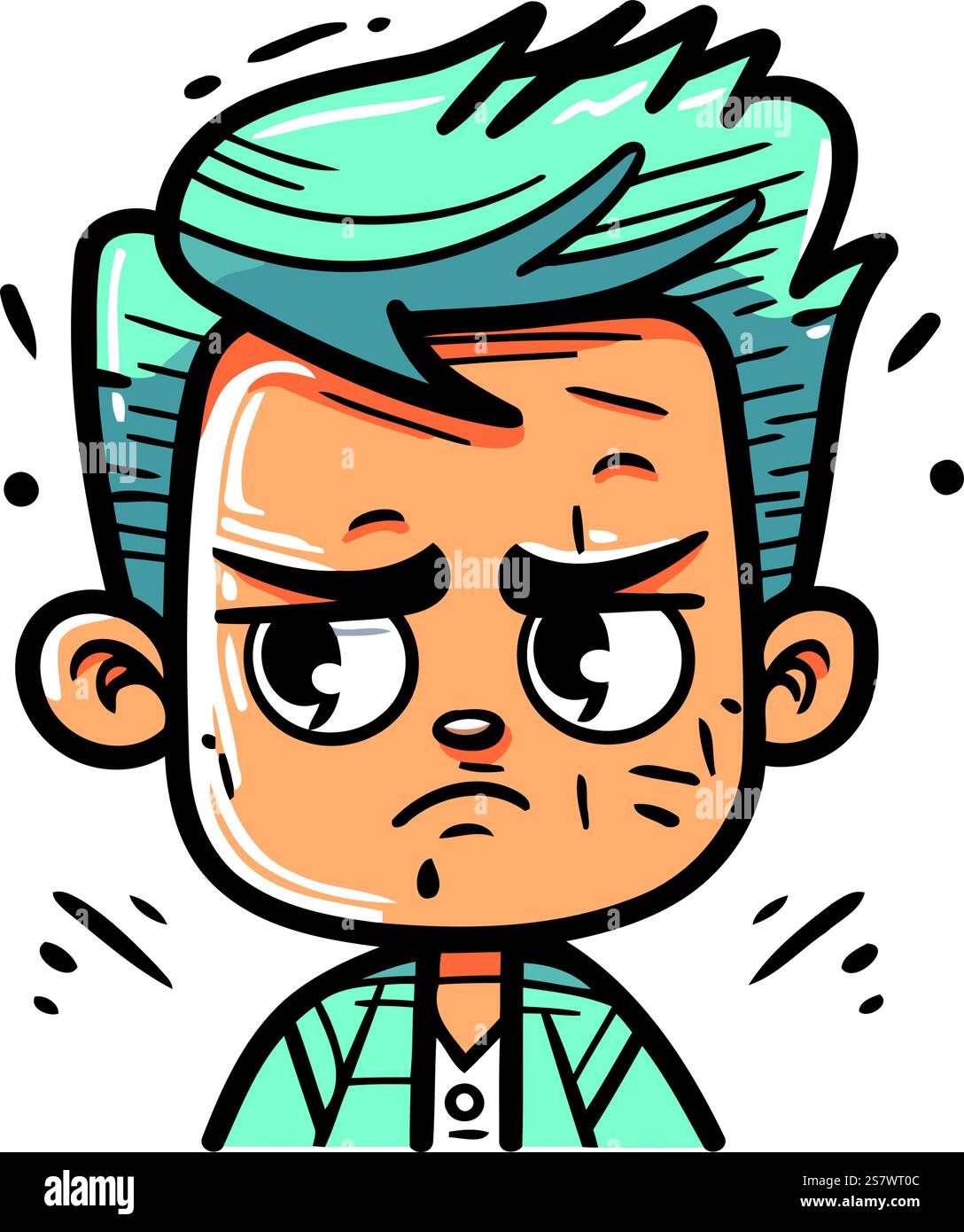 Angry boy with facial expression. Vector illustration in cartoon style ...