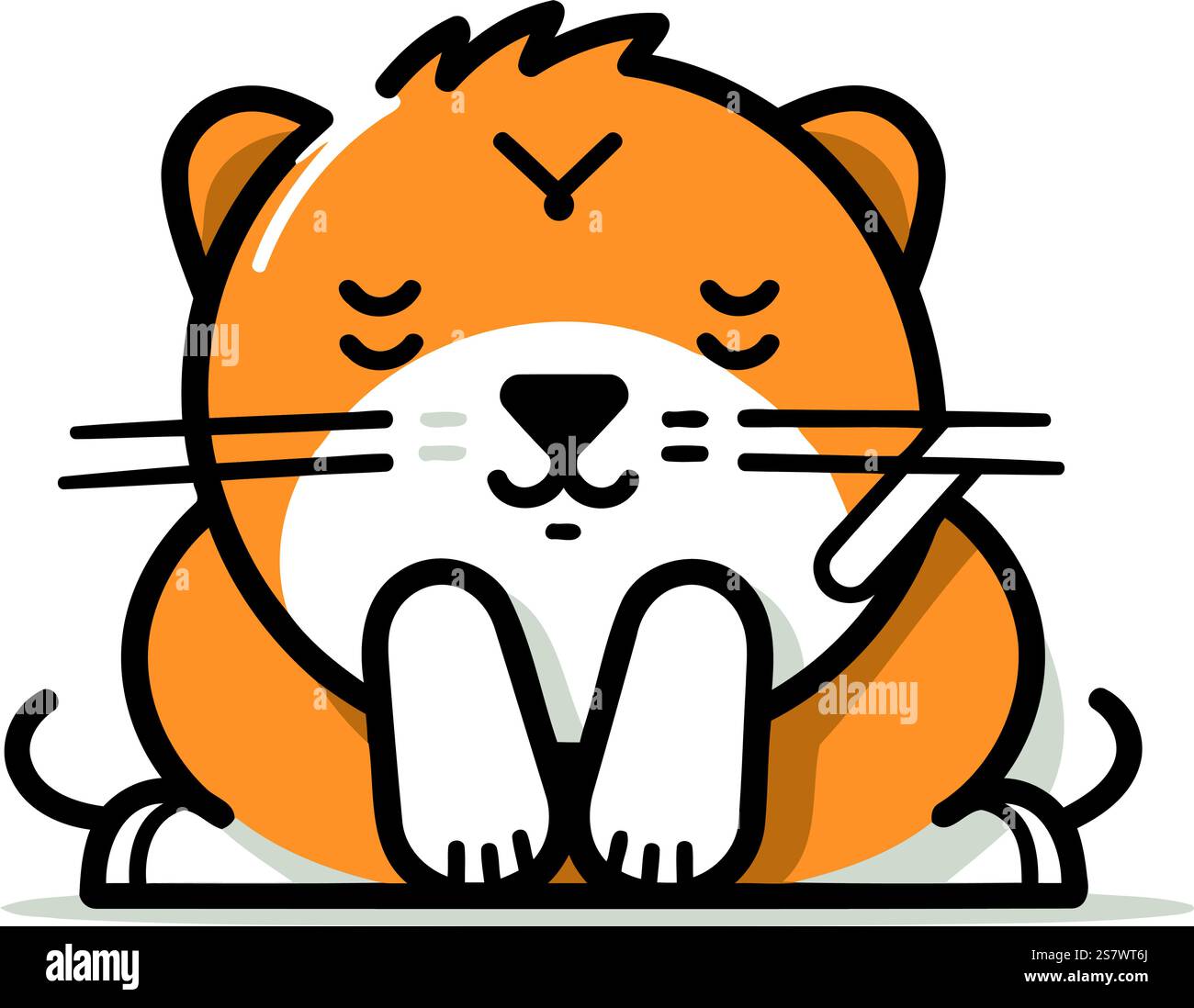 Cute cartoon lion sitting. Vector illustration isolated on white ...
