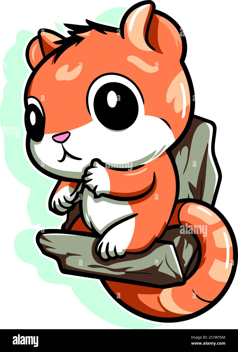 Cute little red panda sitting on a tree. Vector illustration Stock ...