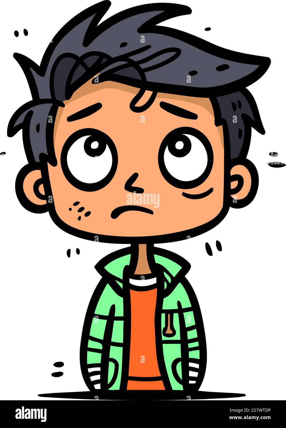 Angry cartoon boy. Vector illustration. Isolated on white background ...