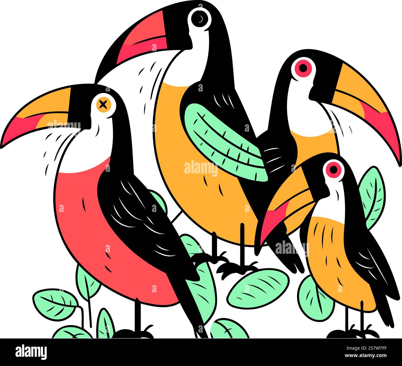 Cute toucans. Vector illustration in cartoon style isolated on white ...