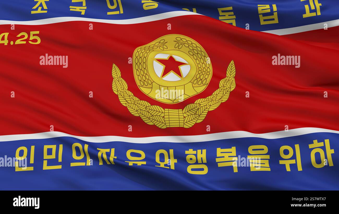 Korean Peoples Army Ground Force Flag, Closeup View Stock Photo - Alamy