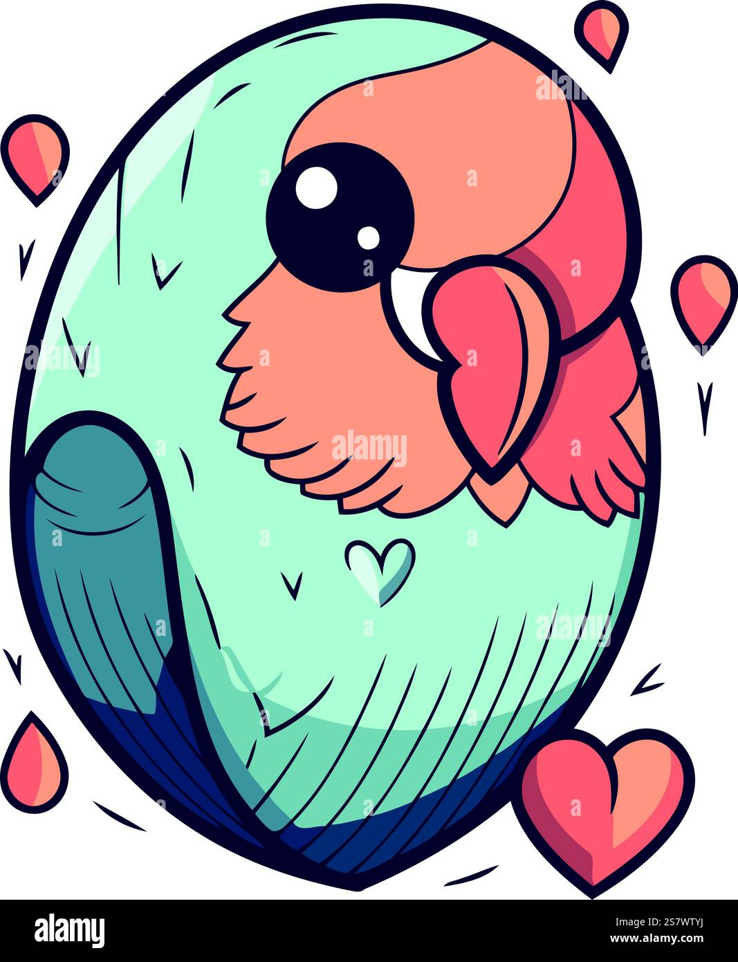 Cute parrot with heart. Vector illustration in cartoon style Stock ...
